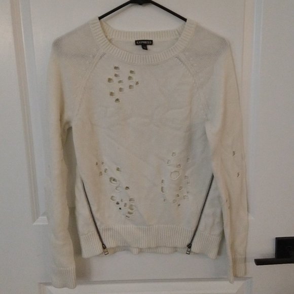 Express | Sweaters | Unique Express White Holey Sweater | Poshmark